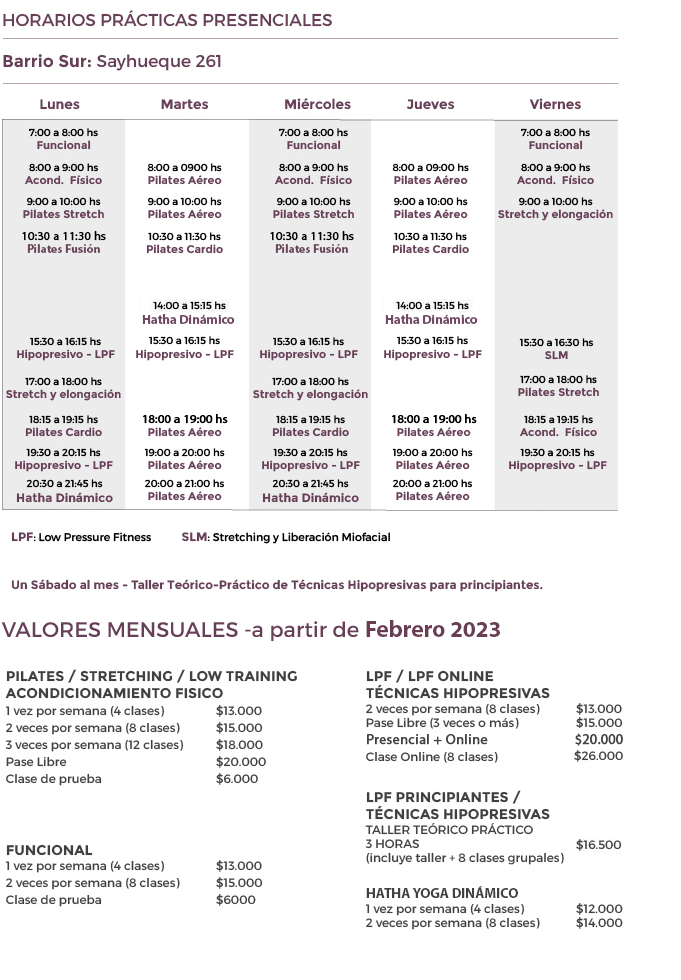 Horarios y Tarifas